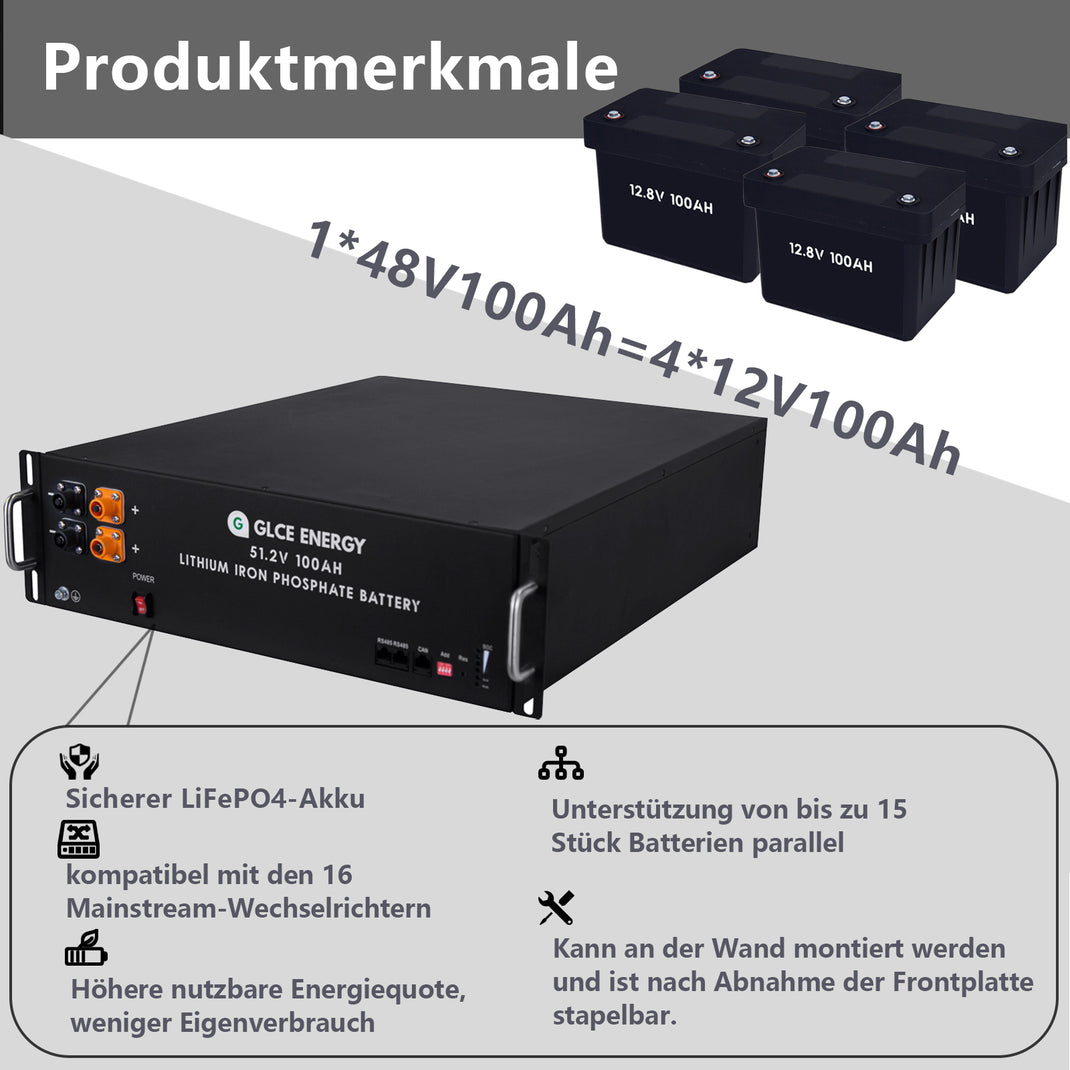 51.2V 300Ah LiFePO4 Lithium Battery，15.36kWh Stacked Battery Pack ...